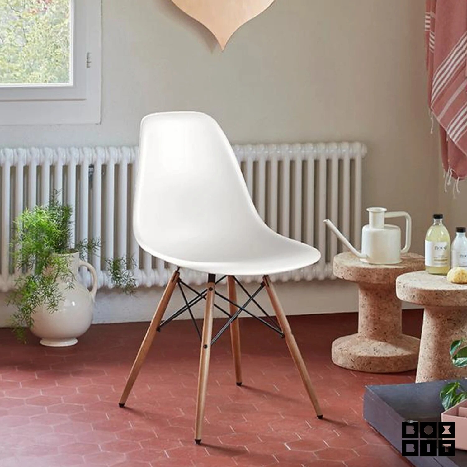 Silla Eames DKR - Base En Madera - Blanco — Rustico Hogar