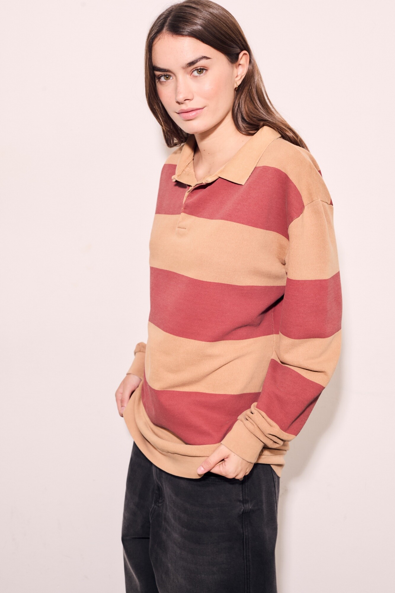 Sweater Polo Rayas - Camel — Lemon