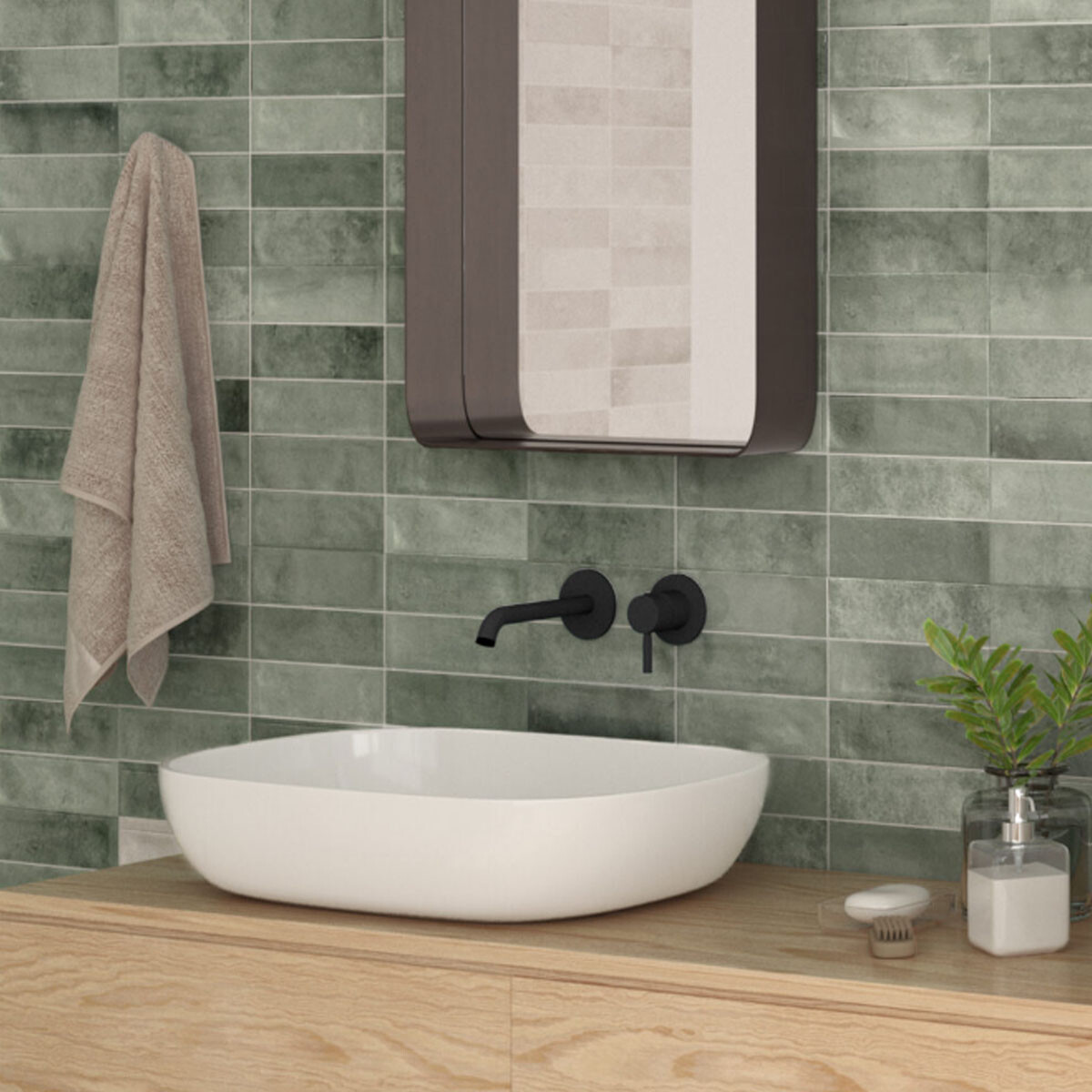 CERAMICA PARA PARED 31.6X60 VERDE BRILLO PRECORTE PRISSMACER — Acher ...