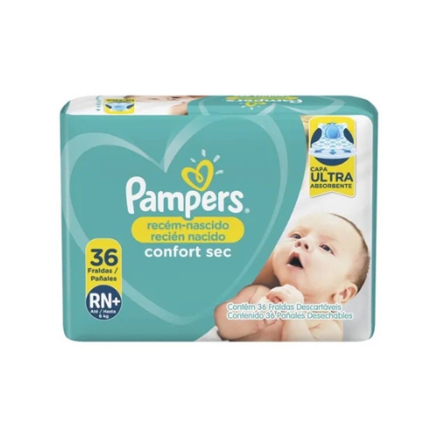 PAMPERS CONFORT SEC RECIEN NACIDO 36 PAÑALES — Farmacia Parque Miramar