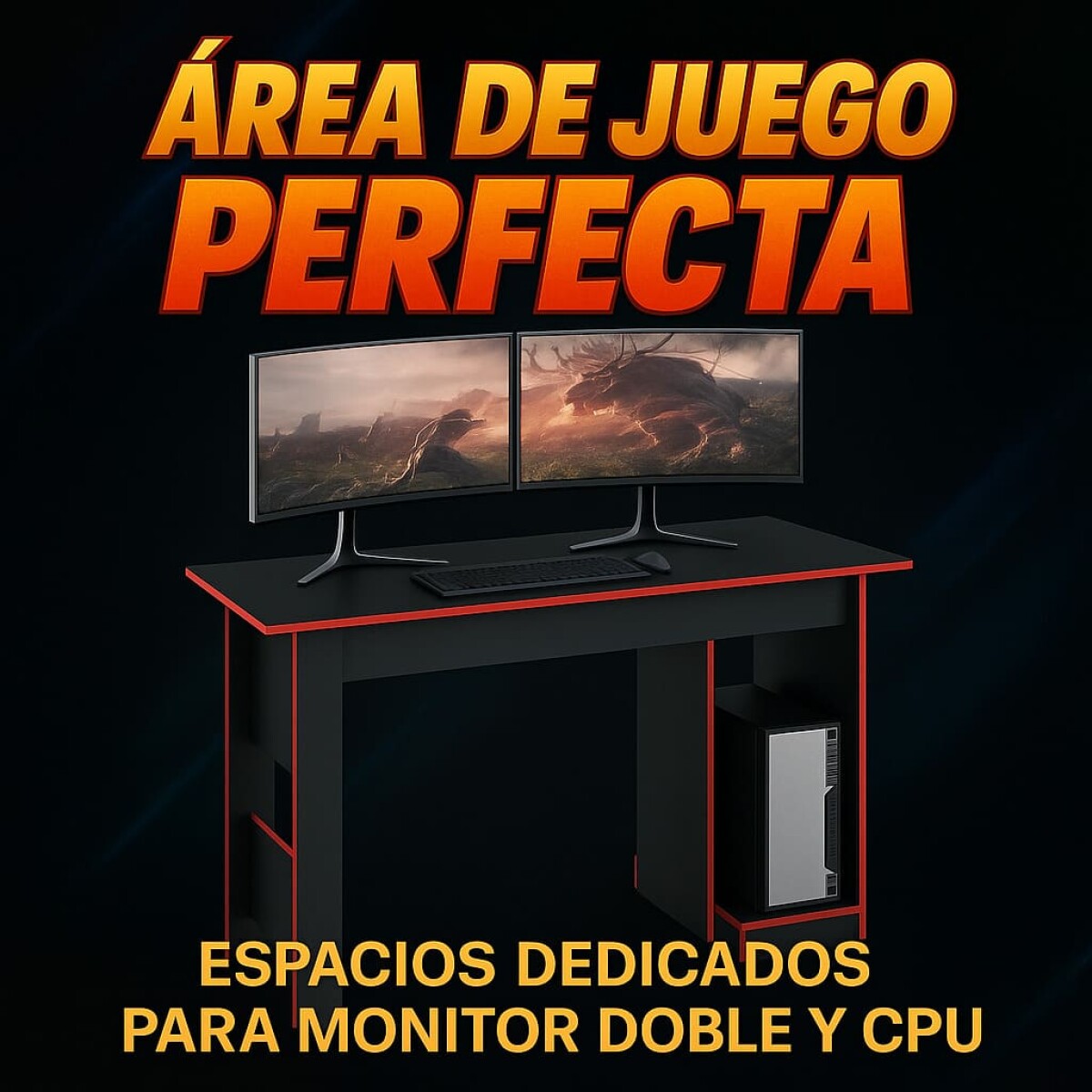 Escritorio Gamer MC08-GF/VM Grafito/Rojo – Mesa para PC Torre y Setup ...