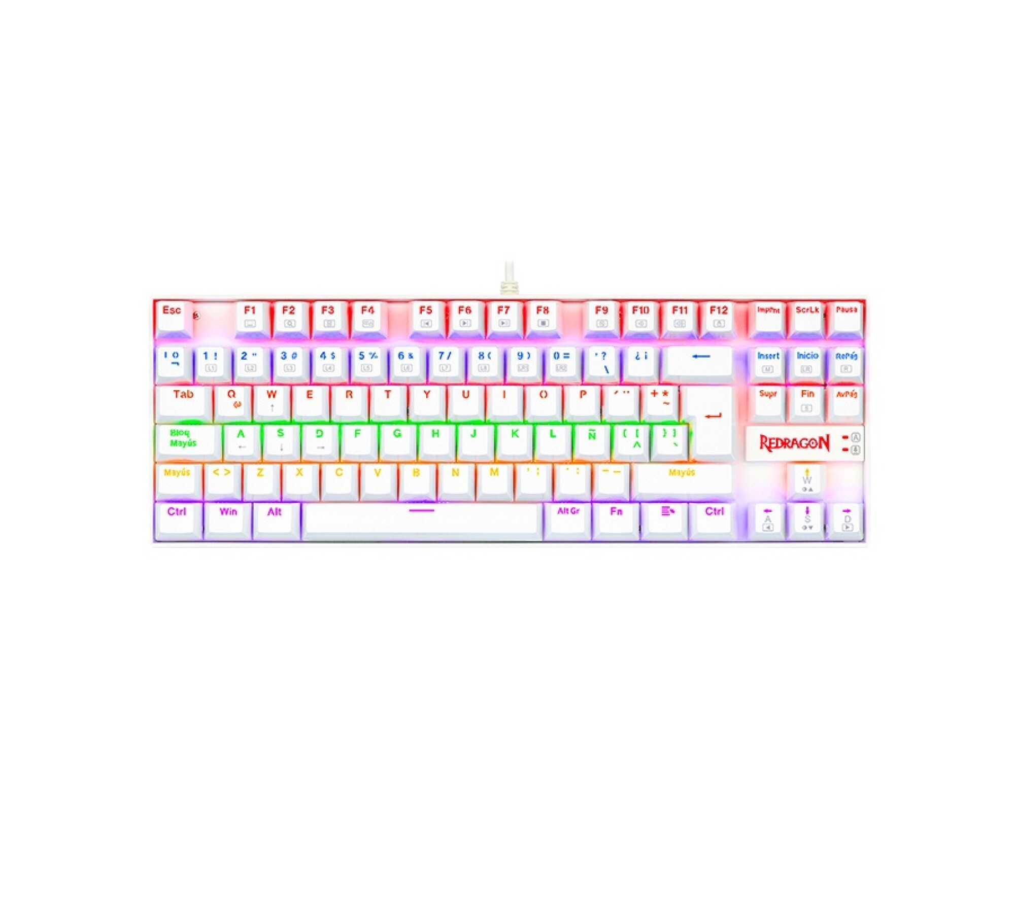 Teclado Gamer Redragon K552 Kumara Rainbow White Switch Red — DOT