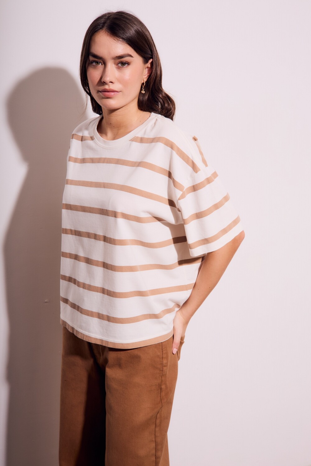 Remera Algodon Lavado Rayada Mocha - Mocha — Lemon