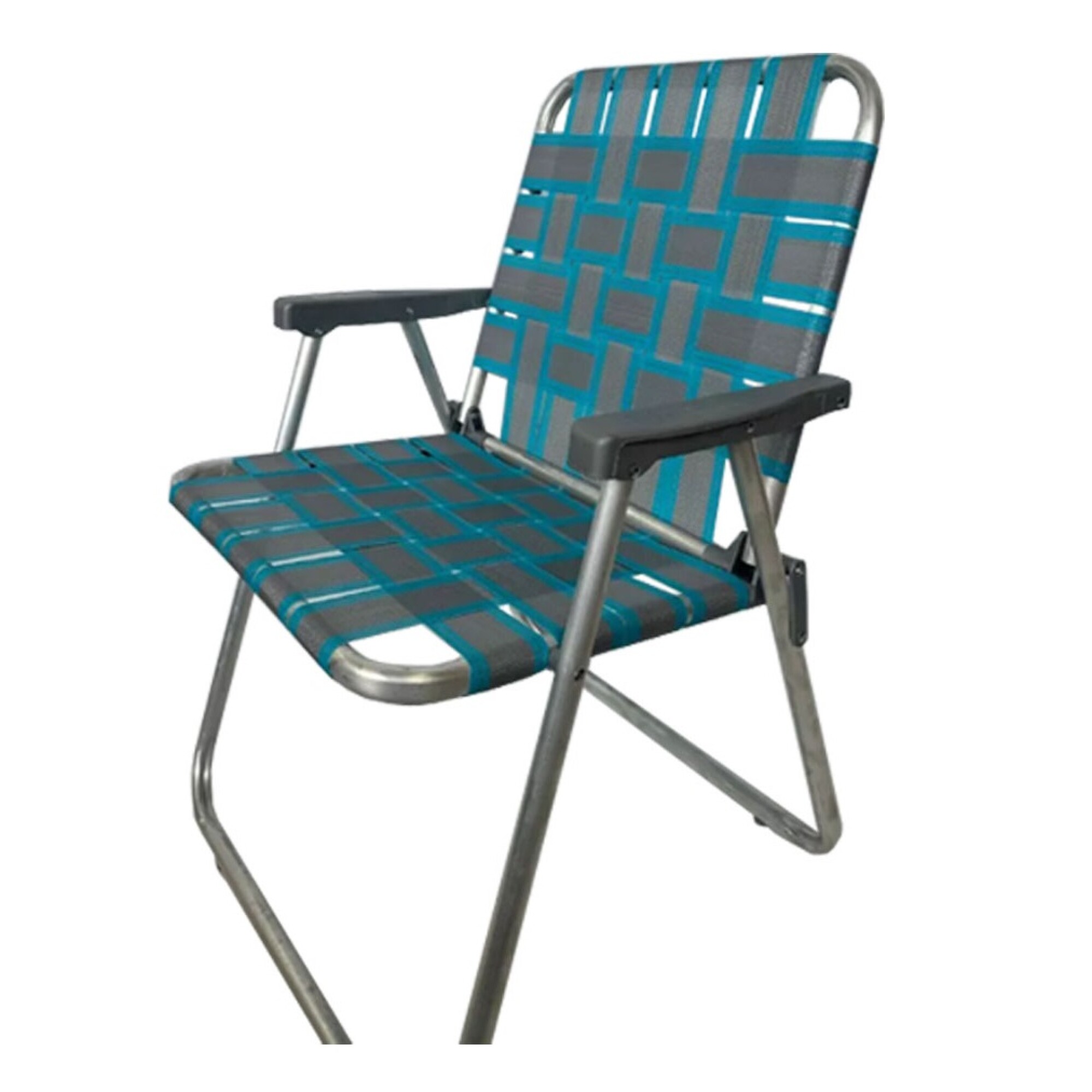 Silla Playa Aluminio 7/8 Con Cinta Reforzada Gris Turquesa — La Tentación