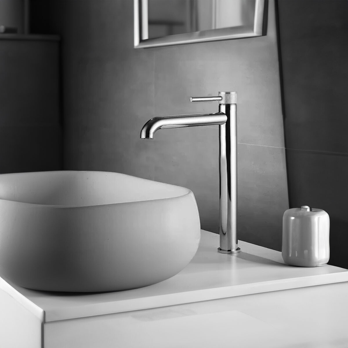 Griferia Lavatorio Alto Monocomando En Cromo — Acher Cerámicas