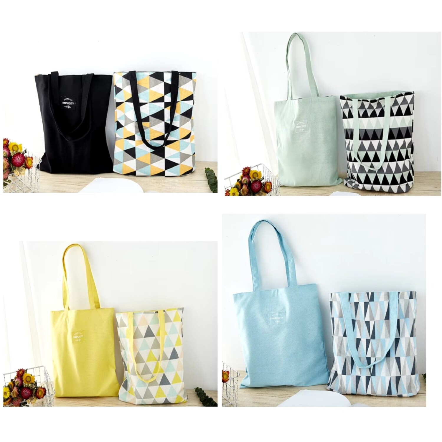 Bolso Multiuso de tela Reversible Tote Bag - Amarillo — HTS