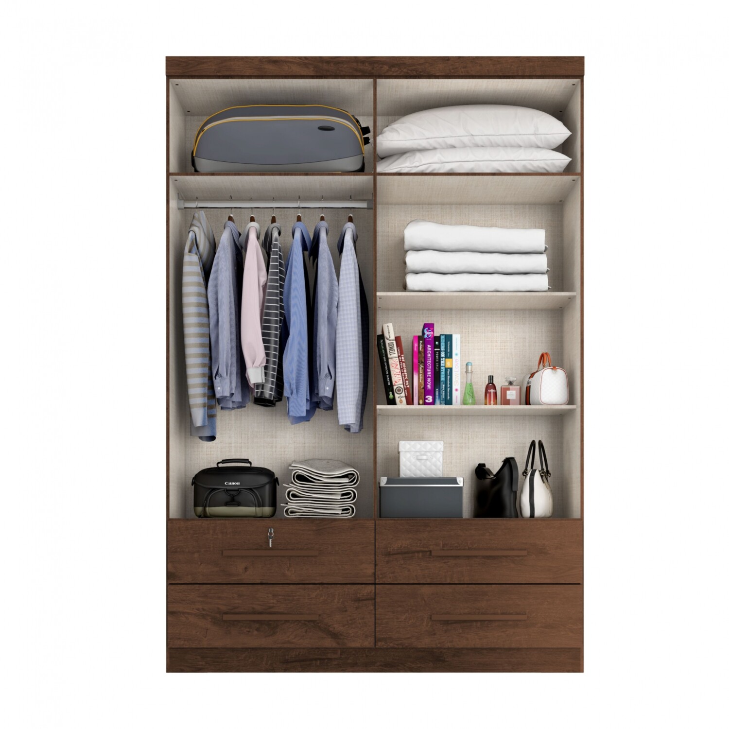 Ropero Maximus Plus 4 Puertas 4 Cajones - Oscuro — Rustico Hogar