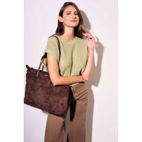 Travel Bag Gamuza Vegana Con Cierre - Chocolate — Tienda Soy Santander