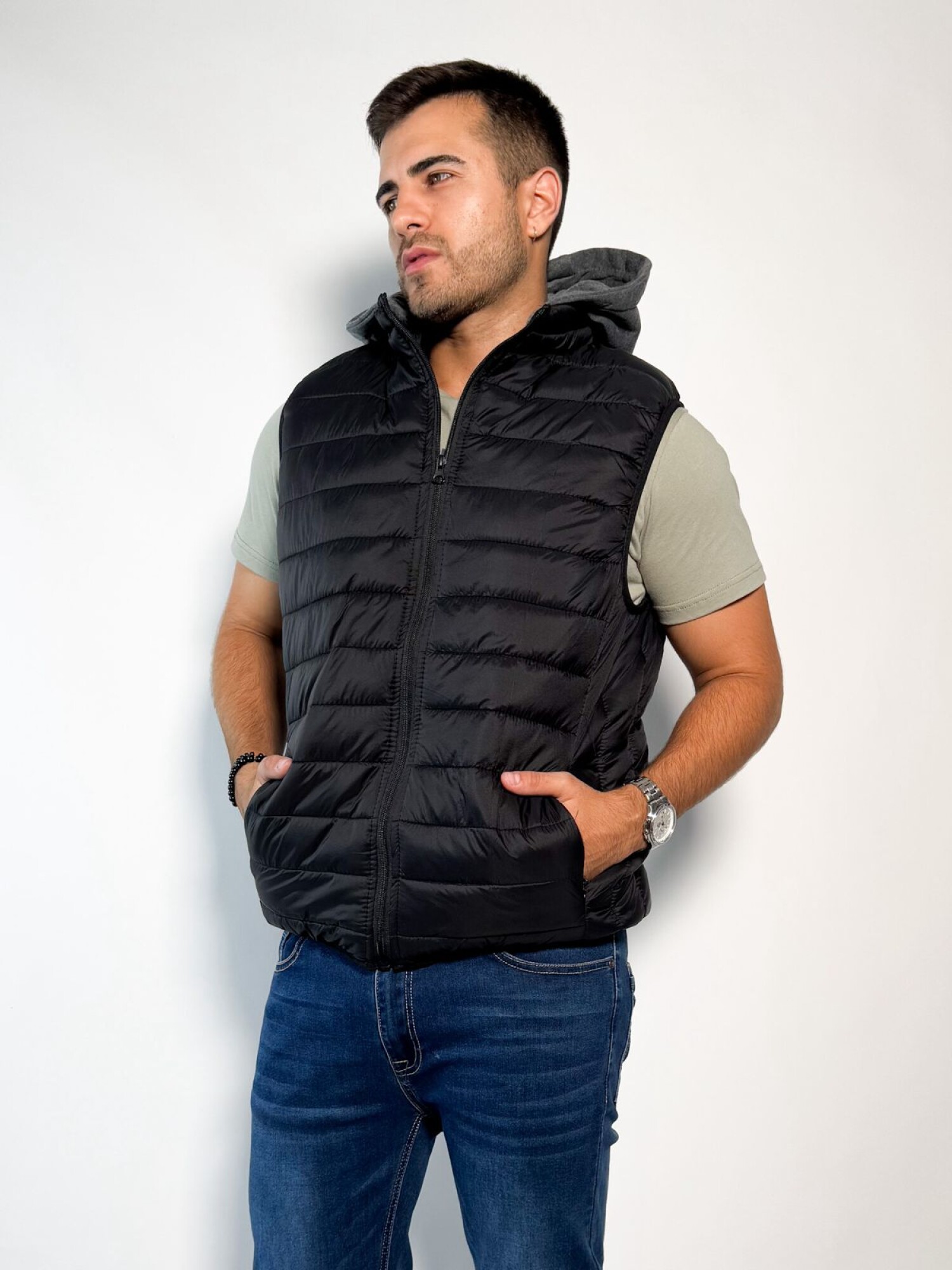 Chaleco con capucha desmontable Timon - Negro — Route 66