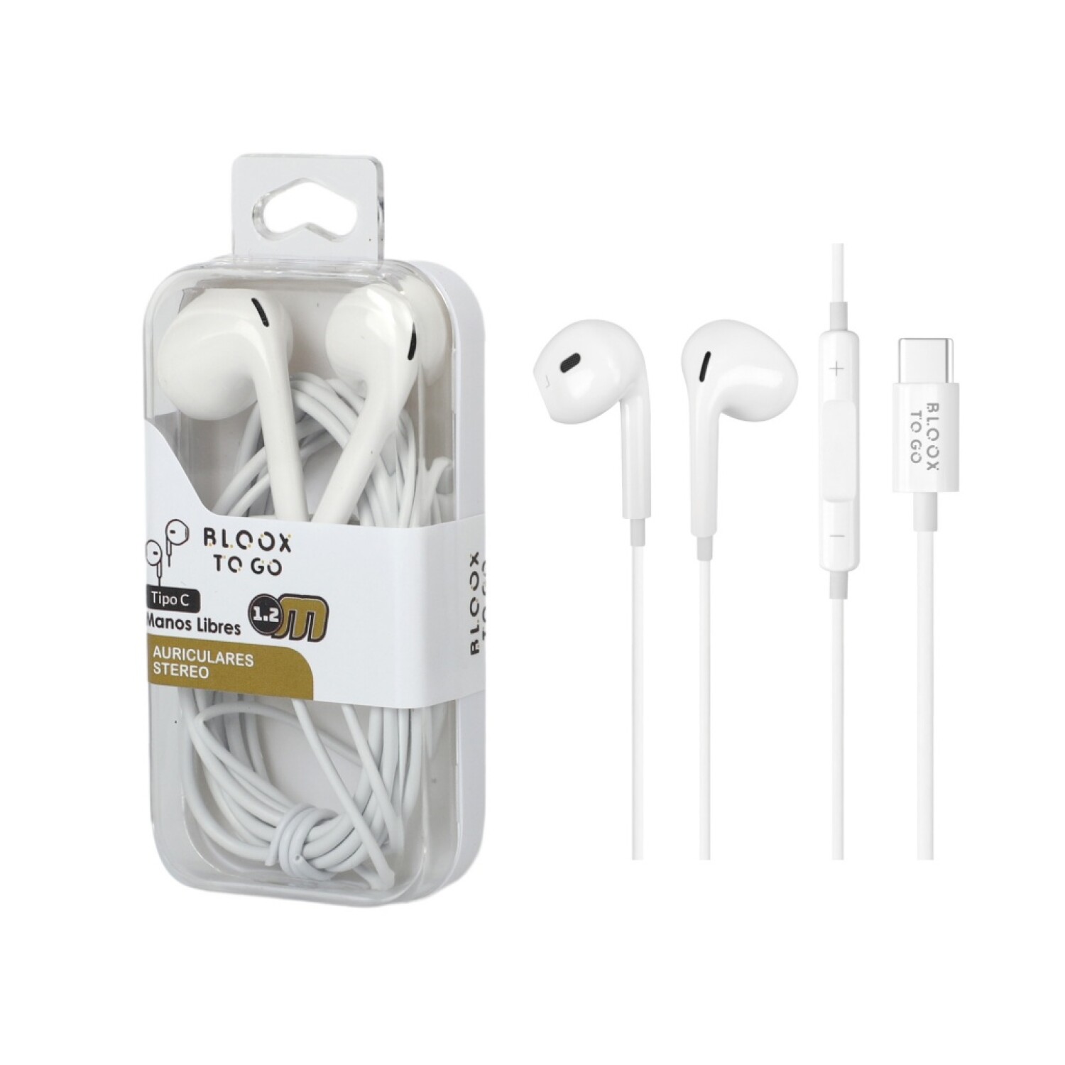 Manos Libres Stereo Bloox To Go Freec Tipo C Ub - BLANCO — Universo Binario