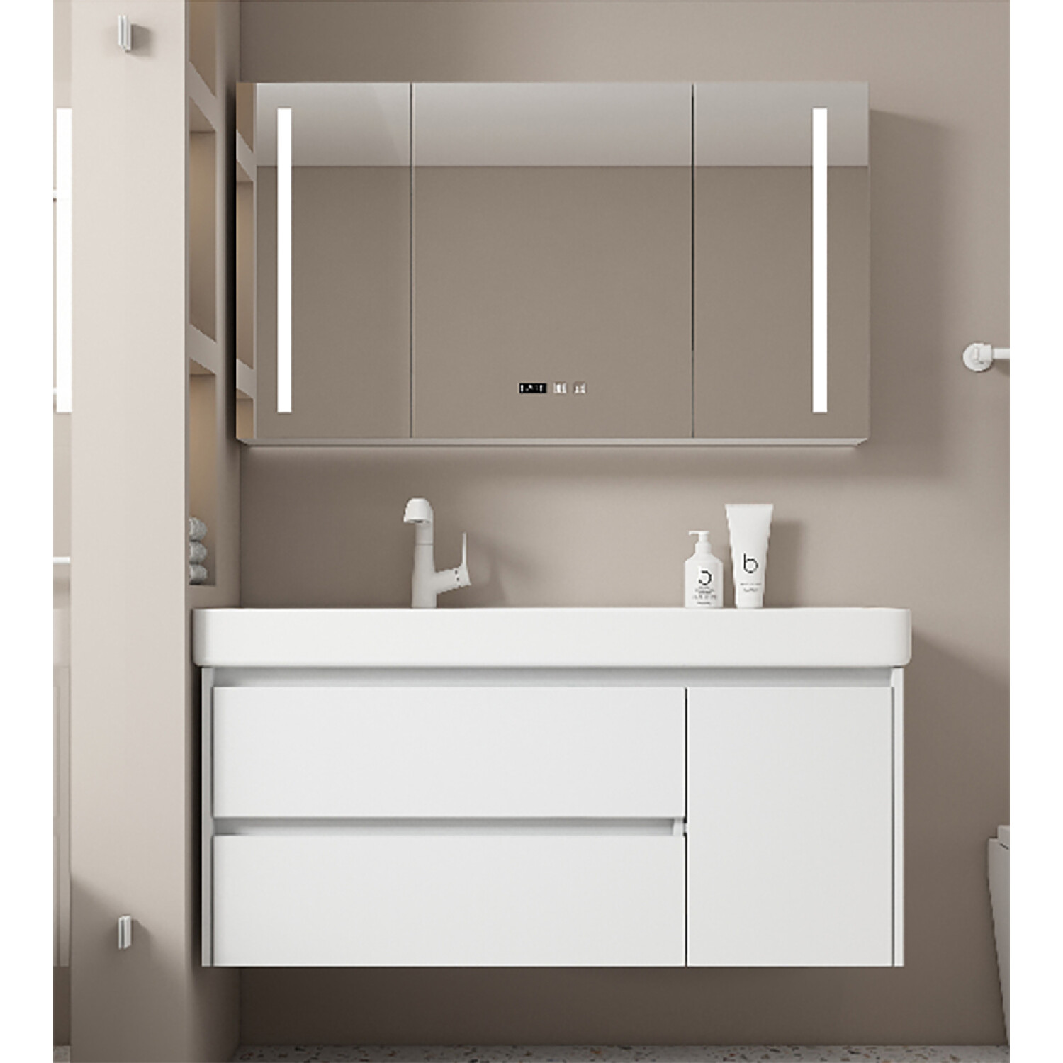 Conjunto De Baño Habitare Modelo Ns-b4-100 / Mueble + Bacha + Botiquin ...