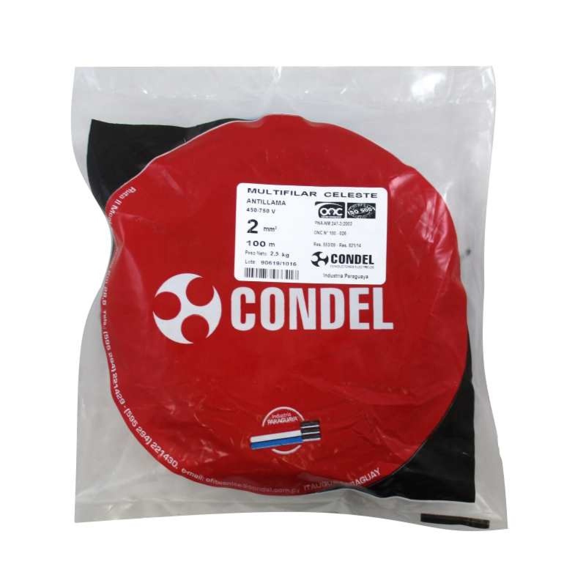 CABLE MULTIFILAR 2,00MM2 CELESTE CONDEL — Luminotecnia