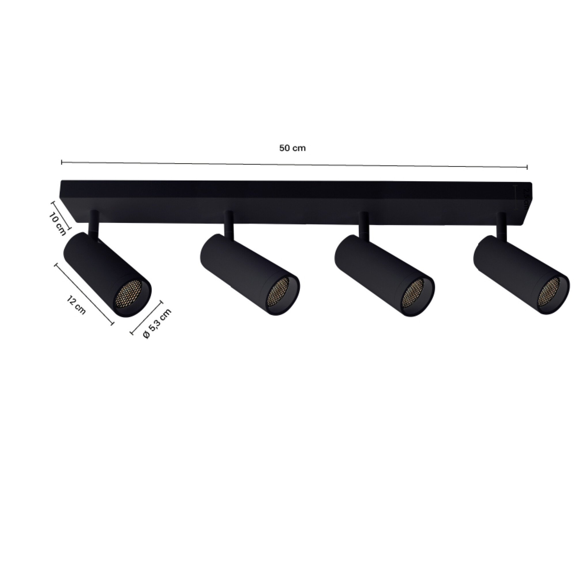 Luminaria de Adosar Long Leticia Cuadruple Orientable Negra — Serlux