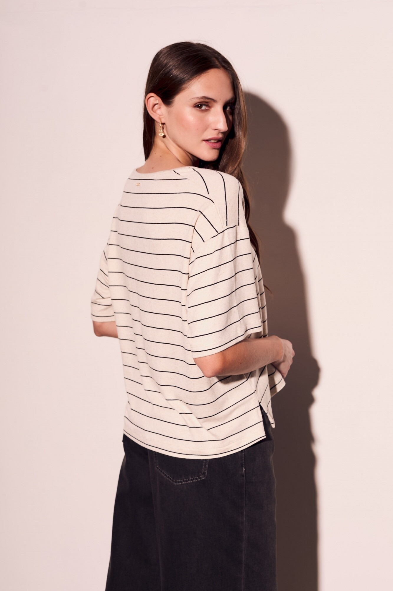 Remera Rayas Lino - Arena — Lemon