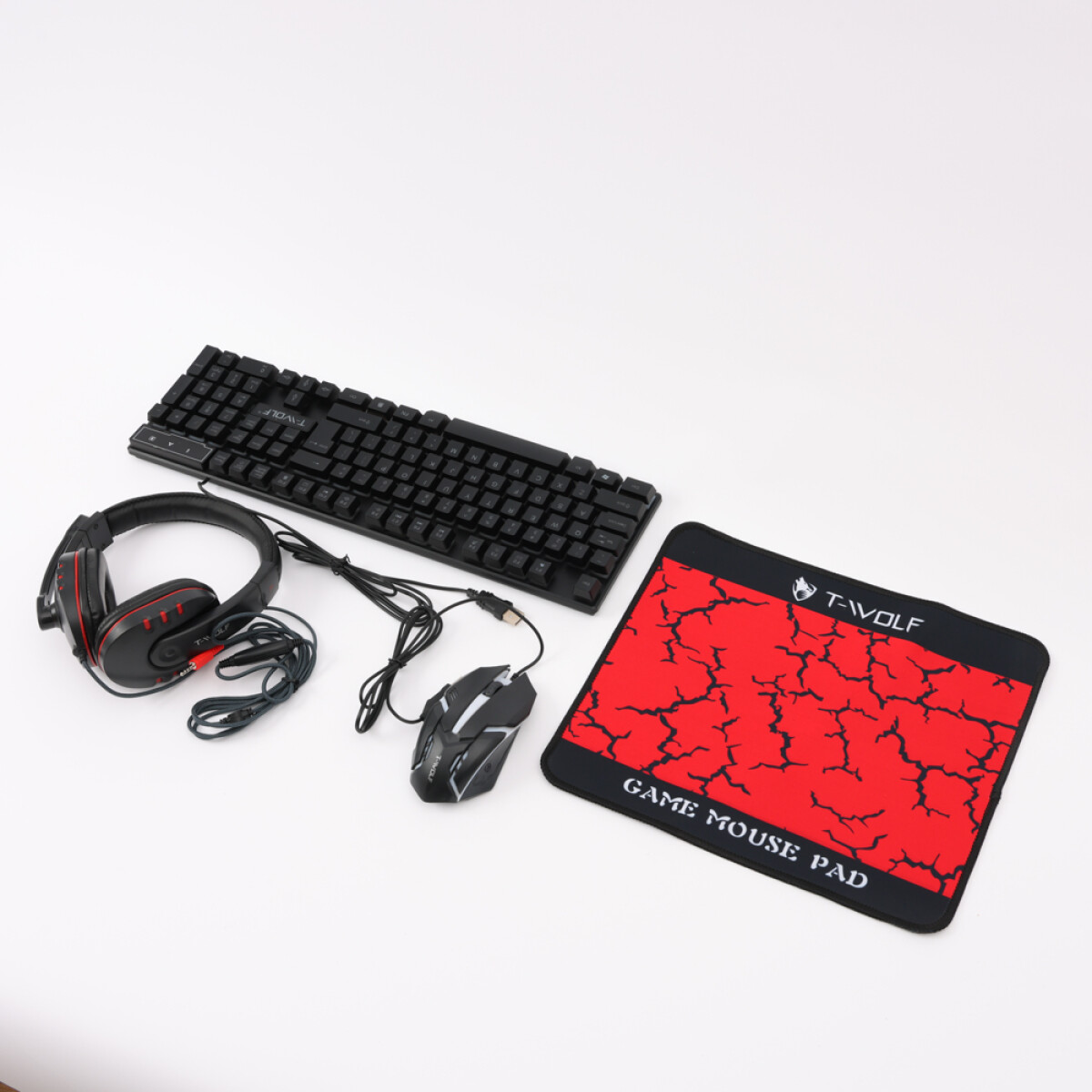 COMBO GAMER MOUSE, TECLADO, AURICULARES Y PAÑO TWOLF - TF800 — Woofer
