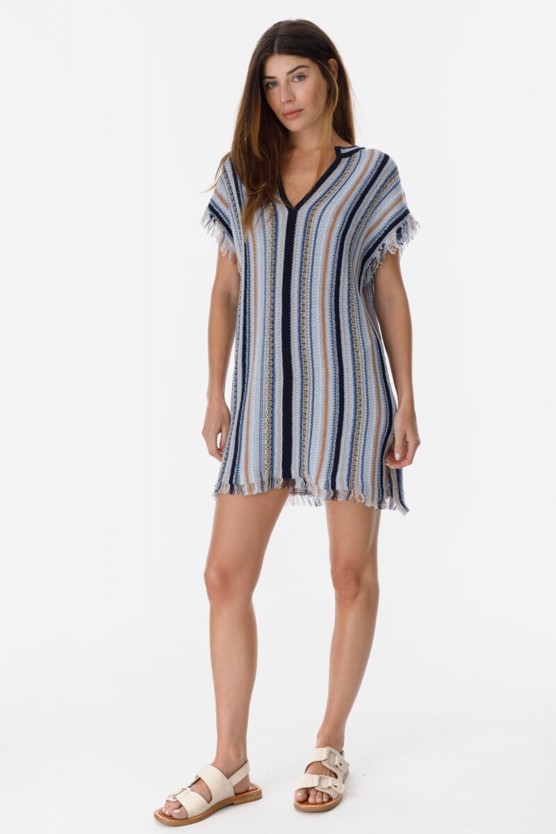 Poncho Hassan - Celeste/Beige — PetraStore