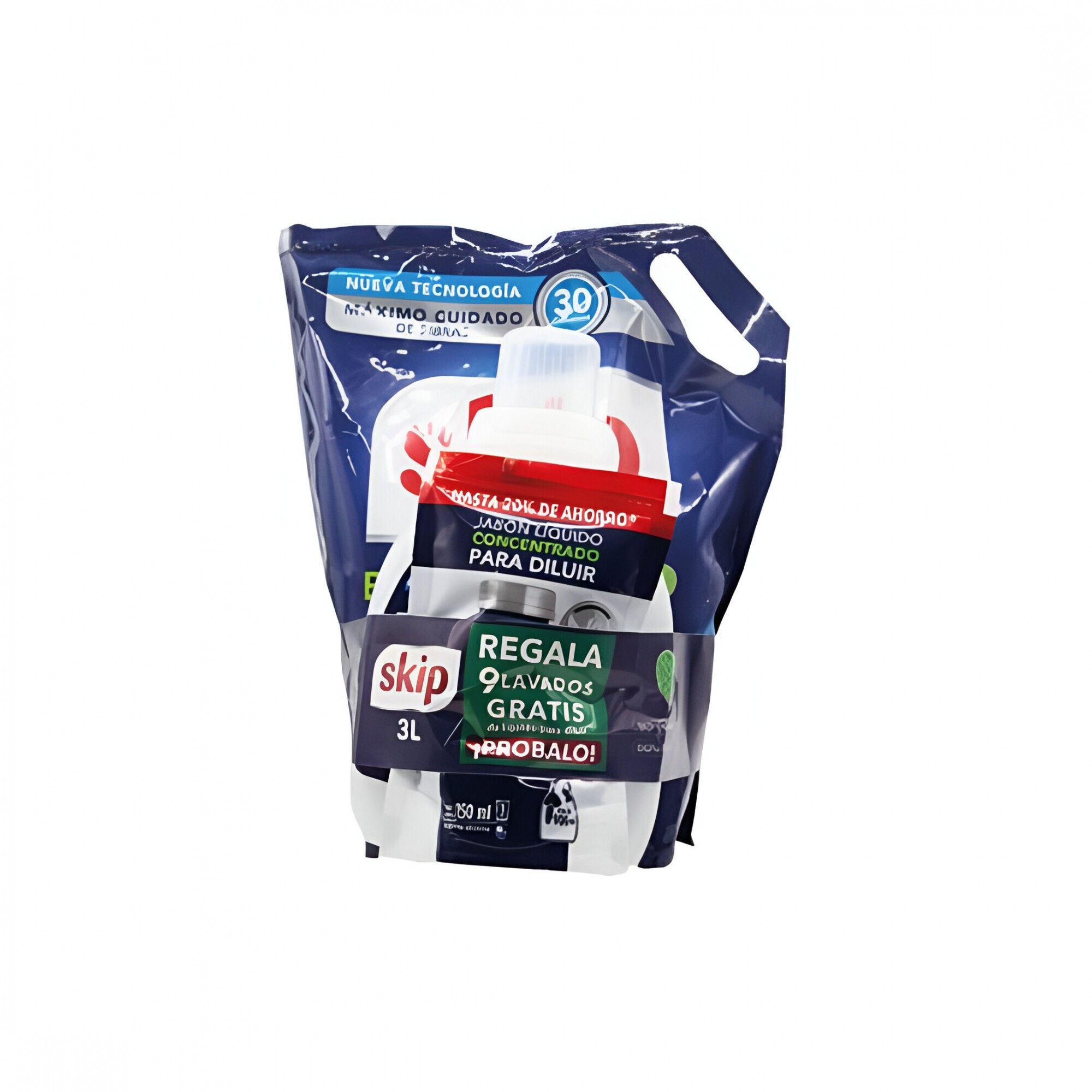 JABON LIQUIDO SKIP DOYPACK 3 LTS TRADICIONAL AZUL + 900ML+ BOTELLA ...
