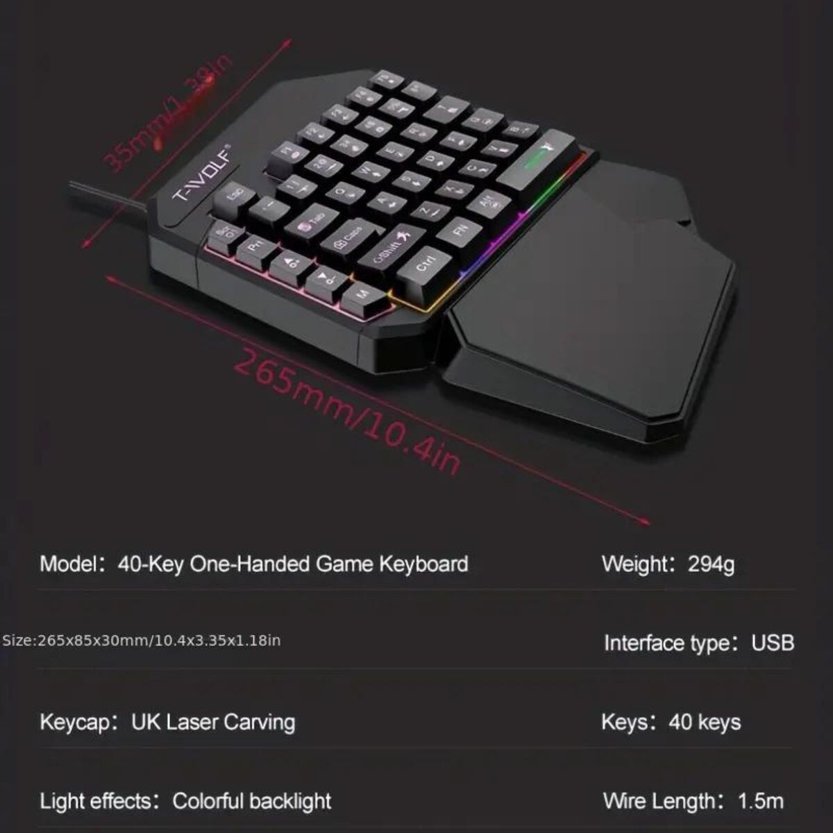 Mini teclado gamer T-Wolf — Market