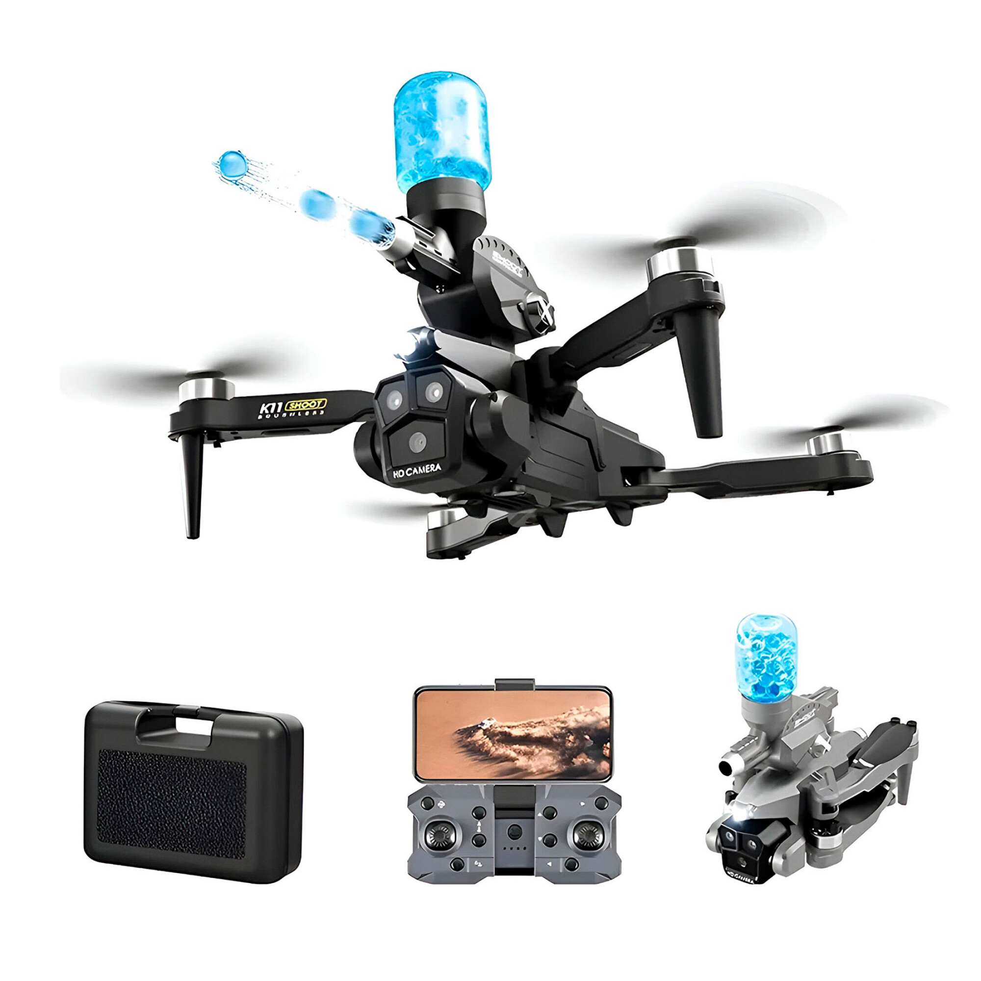 Drone 360 Control Cámara Lanzador Balas Hidrogel De Combate - Color ...