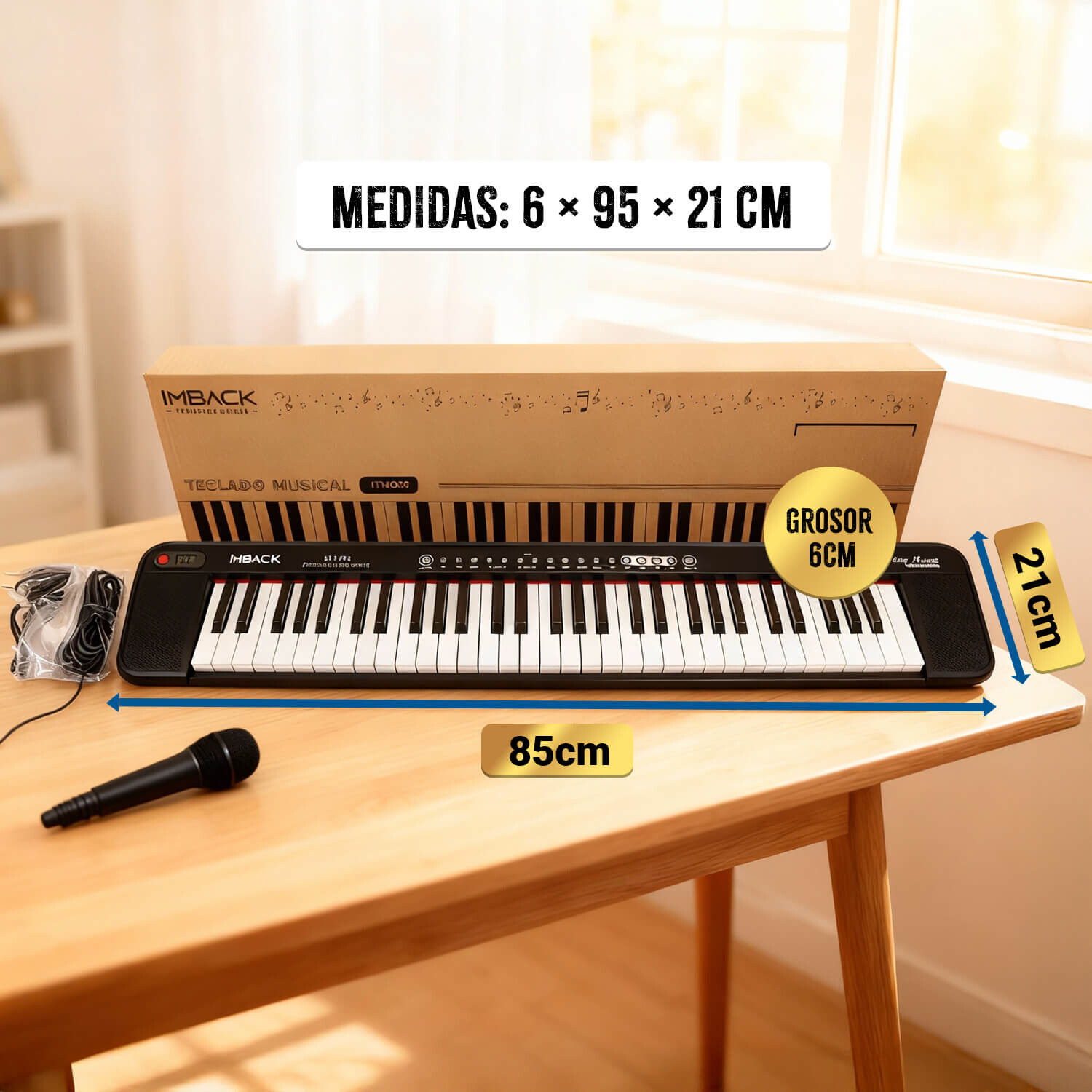 Organo Musical Teclado Piano Instrumento 61 Teclas Micrófono 200 Tonos ...