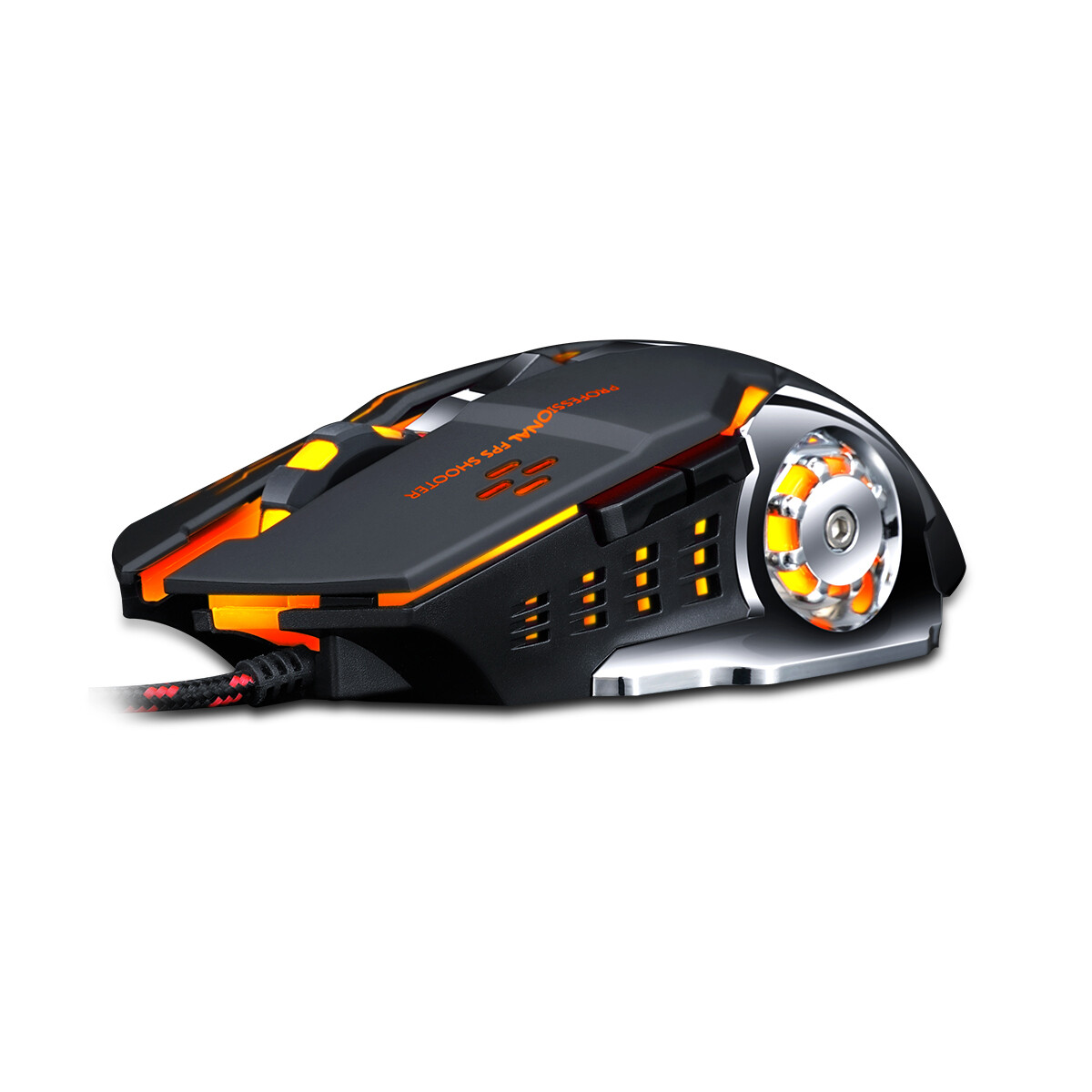 MOUSE GAMER CON CABLE TWOLF V6 BLACK SILVER — Woofer