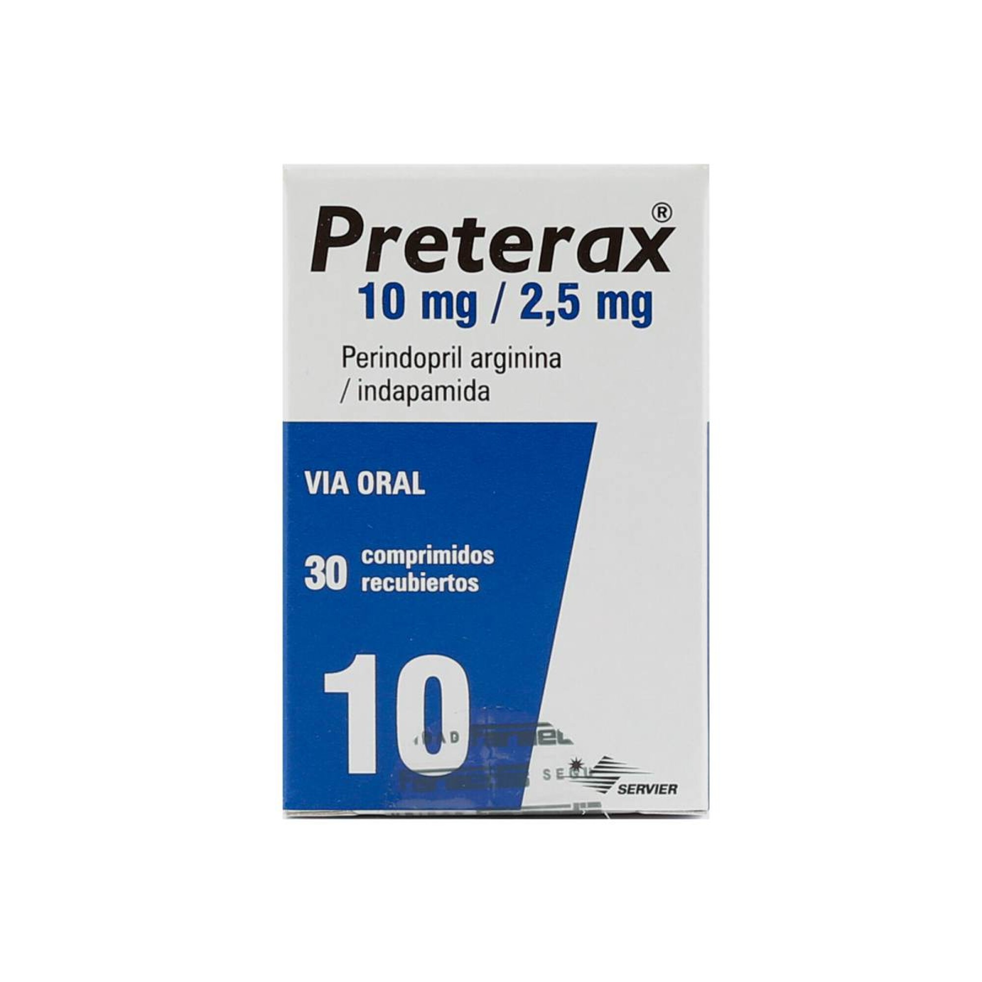 PRETERAX 10 MG./ 2,5 MG. FR. X 30 COMP. — Farmacenter