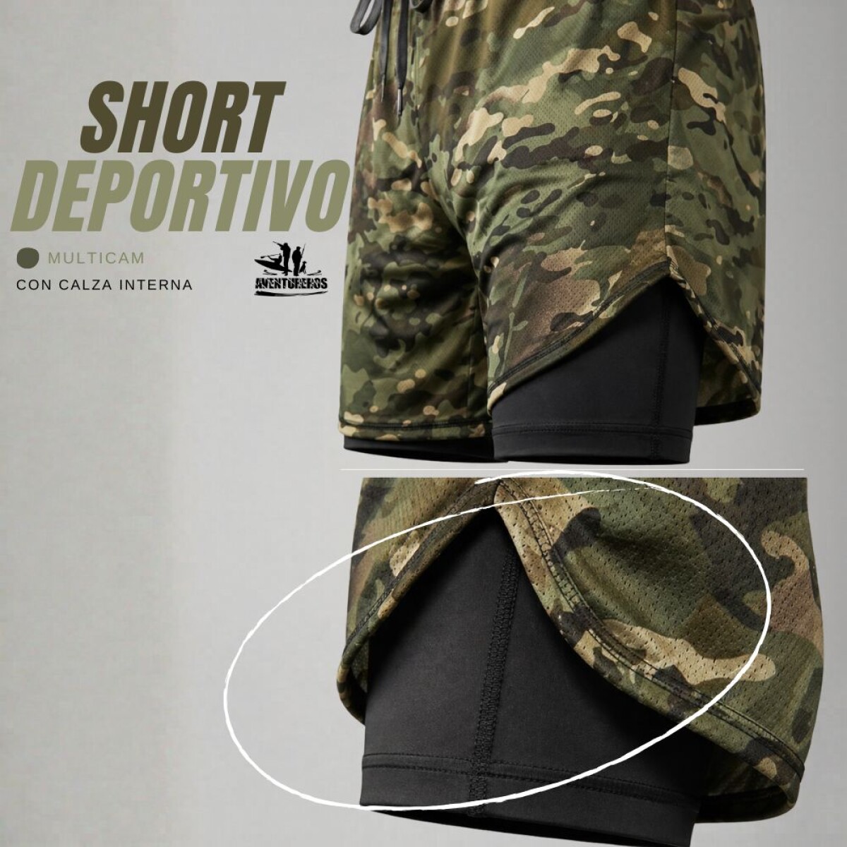 Short deportivo con calza - Multicam — Aventureros
