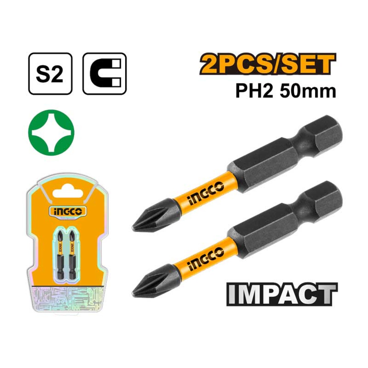 Punta de impacto PH2 de 50mm 2 unidades - ING5310 — Fivisa