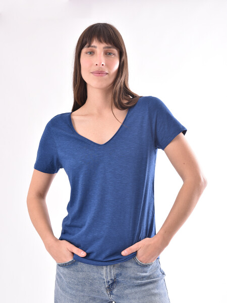 REMERA BASICA VALEN - AZUL OSCURO — Guapa