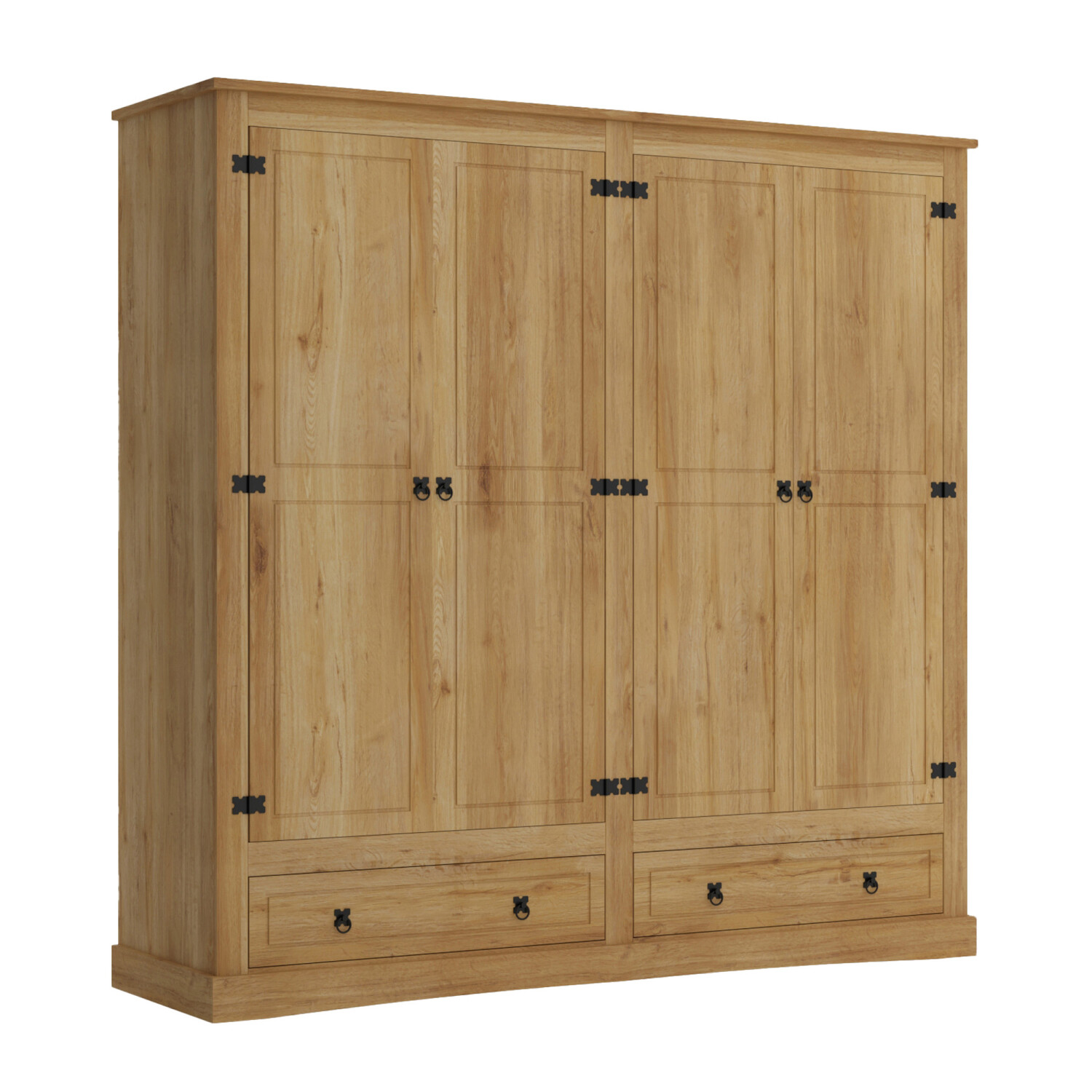 Ropero 4 puertas - Madera maciza - Linea mexicana - Natural — Rustico Hogar