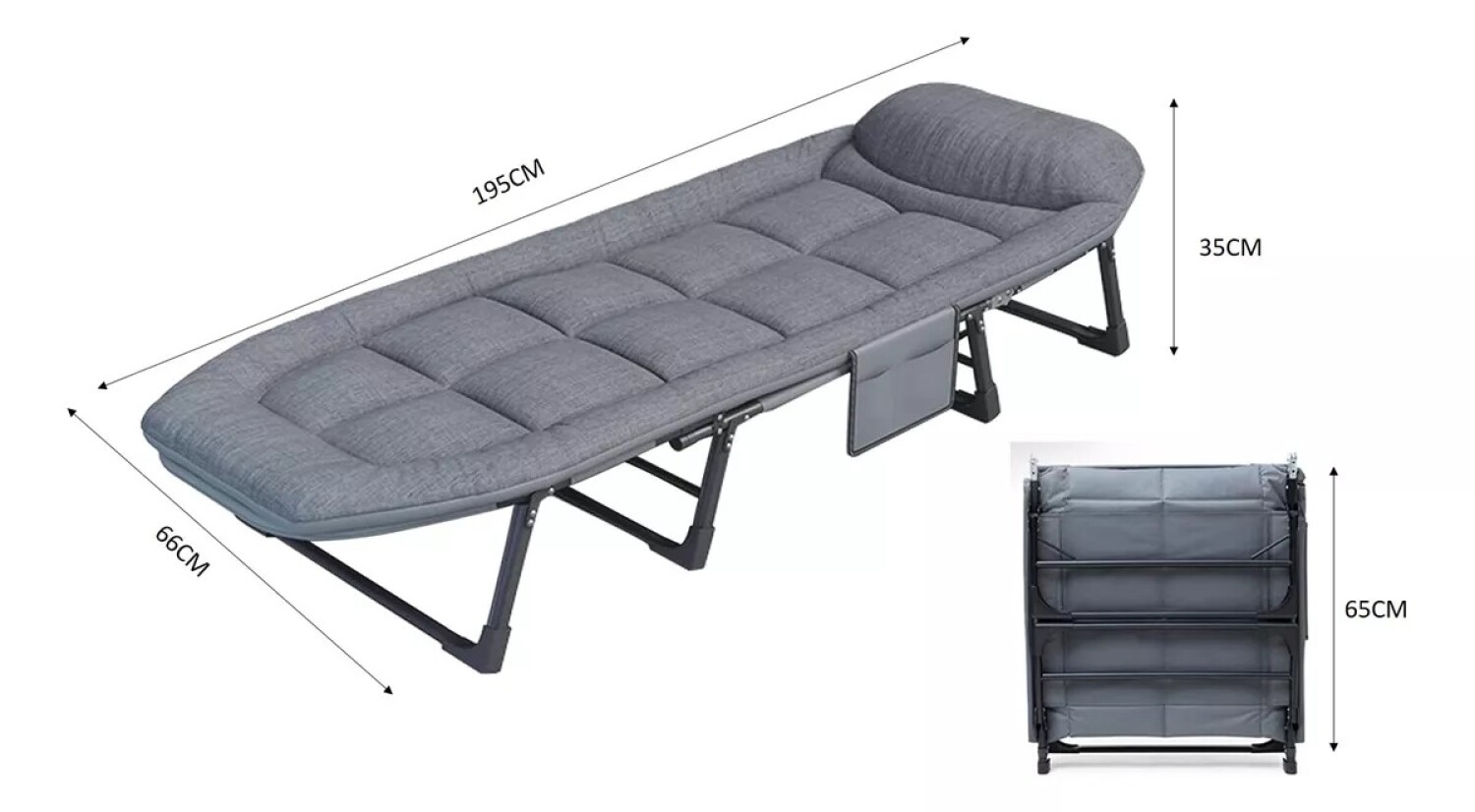 Catre plegable reclinable con colchón incorporado — Bentancor Outdoor
