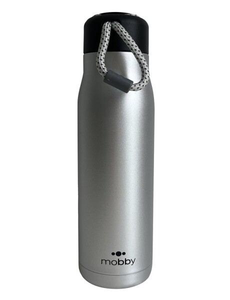 BOTELLA TERMICA D.PARED 550ML CUERDA PLATA MOBBY — Deco Hogar