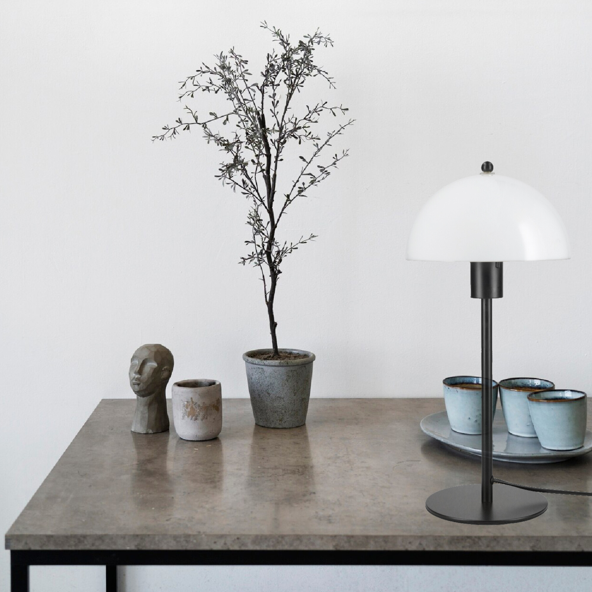 Luminaria De Mesa Mushroom Opal Negra — Serlux