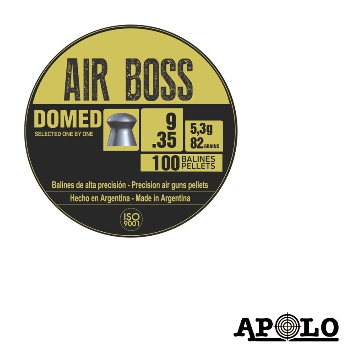CHUMBO APOLO AIR BOSS DOMED 9MM X 100UNID 5,3/82 — Magnum