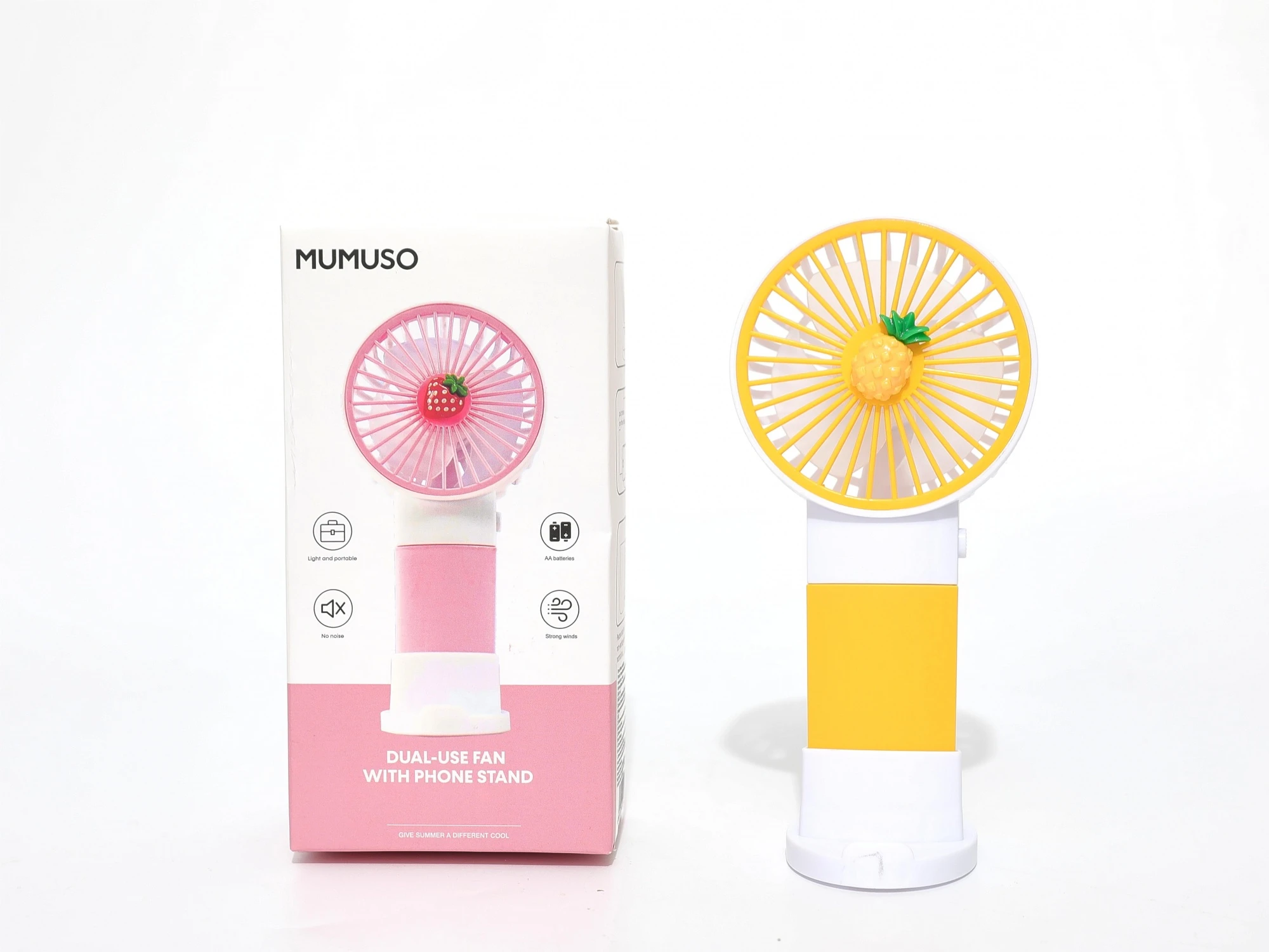 VENTILADOR DE DOBLE USO CON SOPORTE PARA TELÉFONO EN FORMA DE PIÑA — MUMUSO