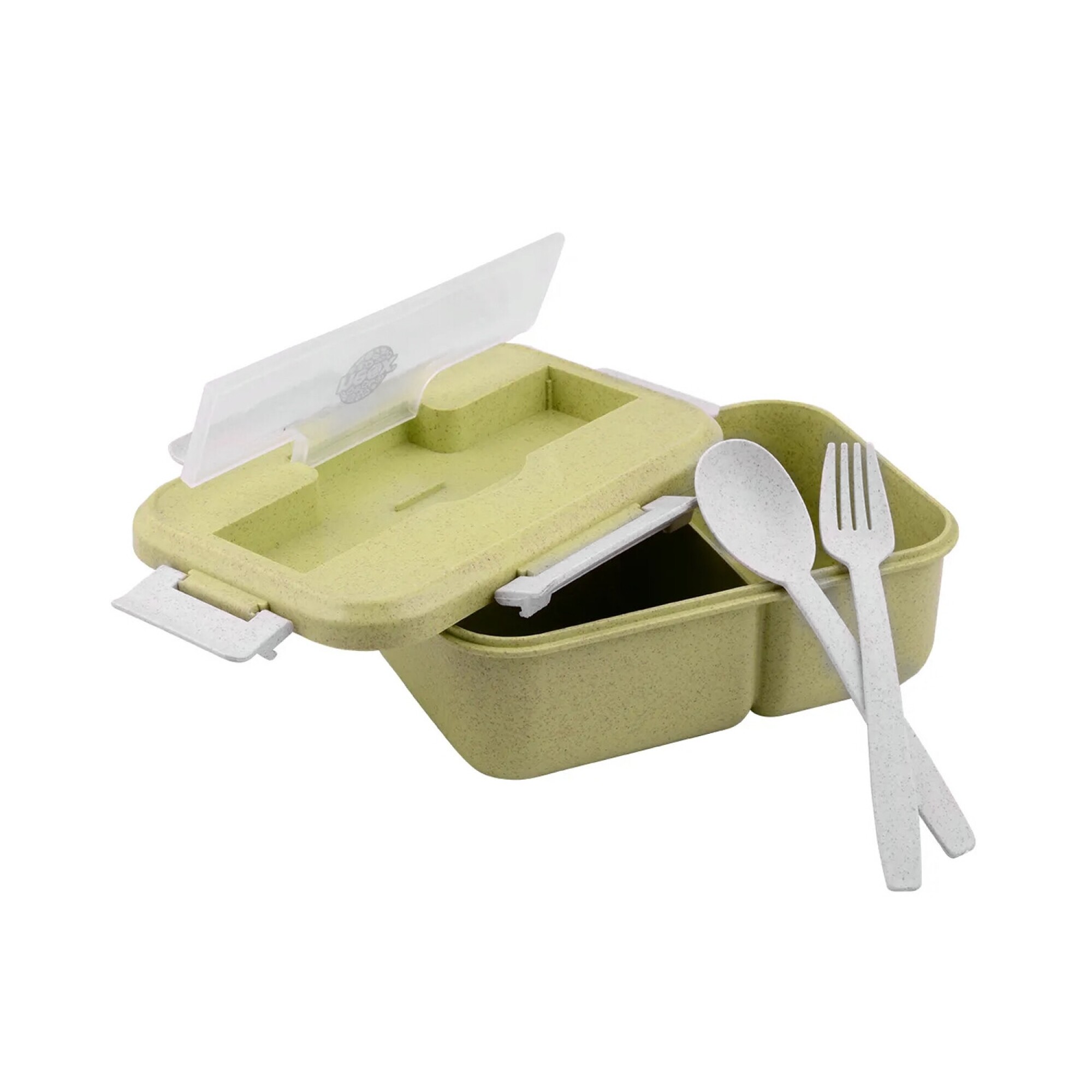 Vianda con cubiertos Neox con tapa multiuso. - Trigo Verde — Electroventas