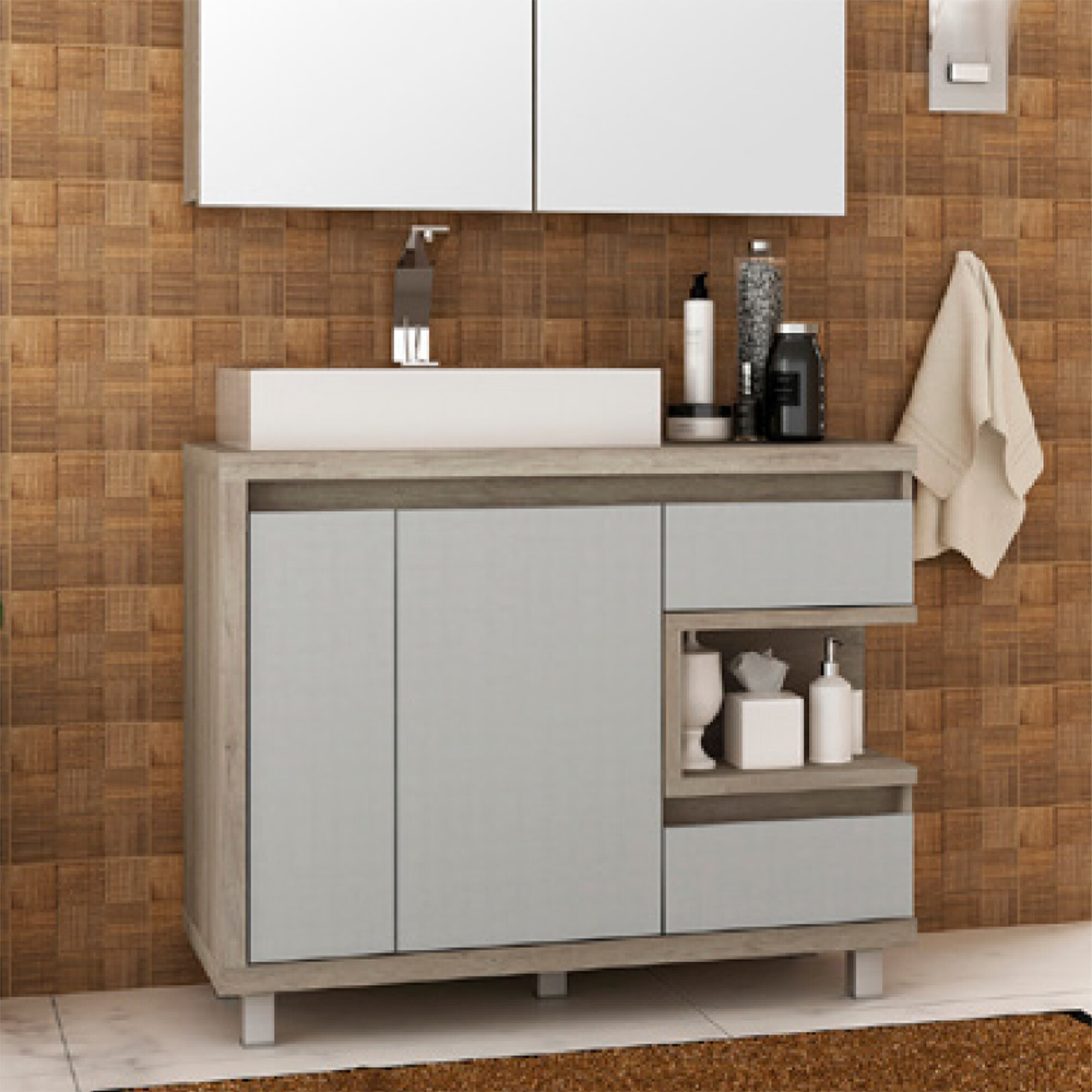 Mueble De Baño Malbec 100 Cm Color Barrique/argento — Castro