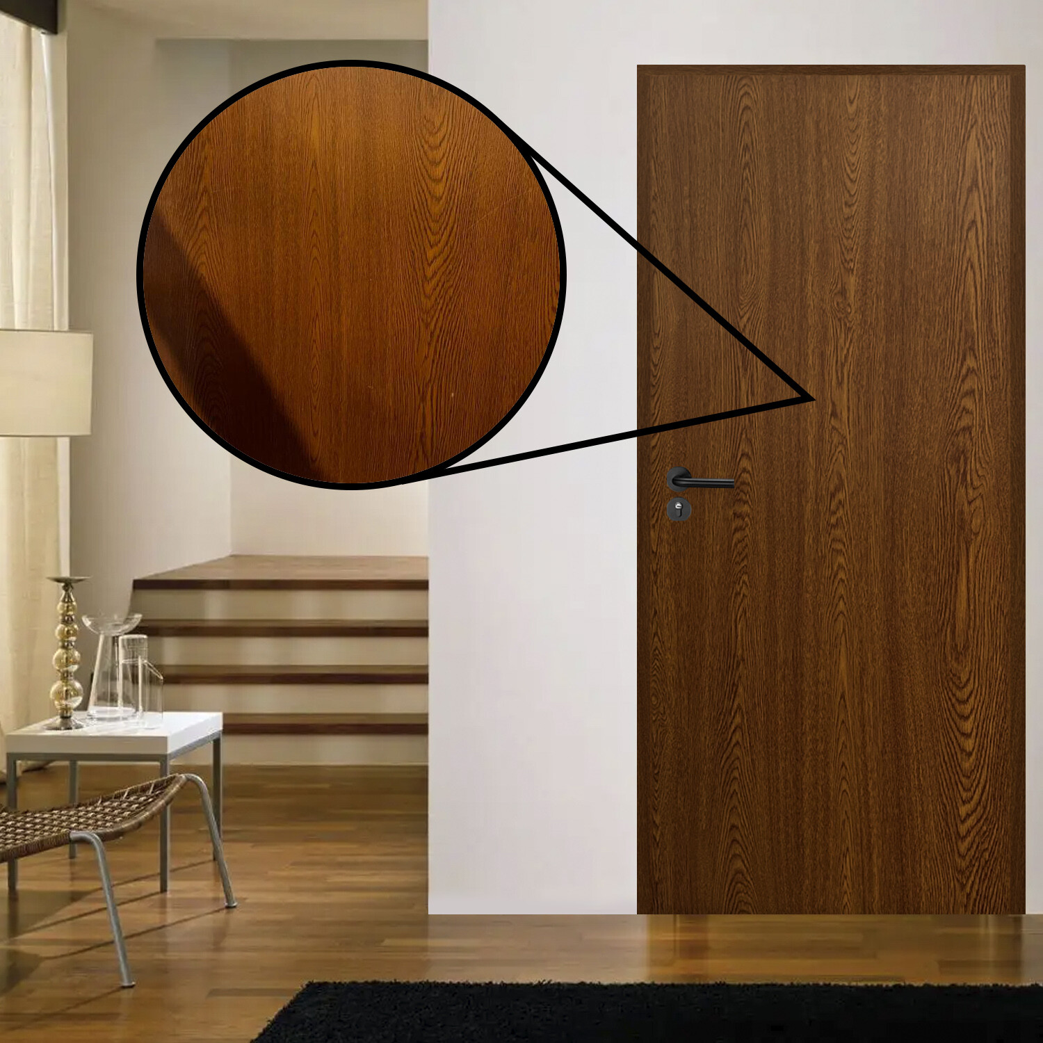 Puerta Interior en MDF con Marco y Cerradura Lumax - Marrón Oscuro Lisa ...
