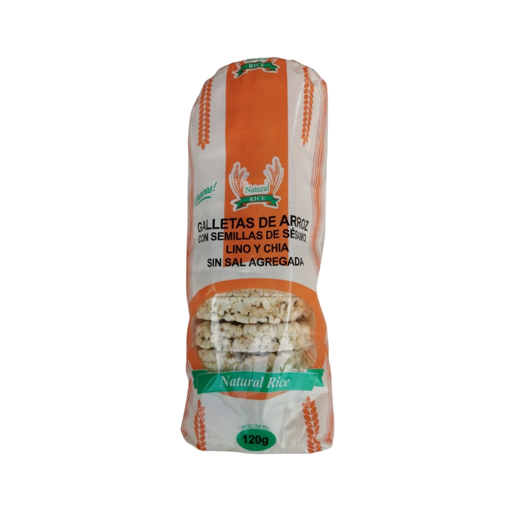 Galletas De Arroz Sin Sal Con Sésamo , Lino Y Chica Natural Rice — La ...