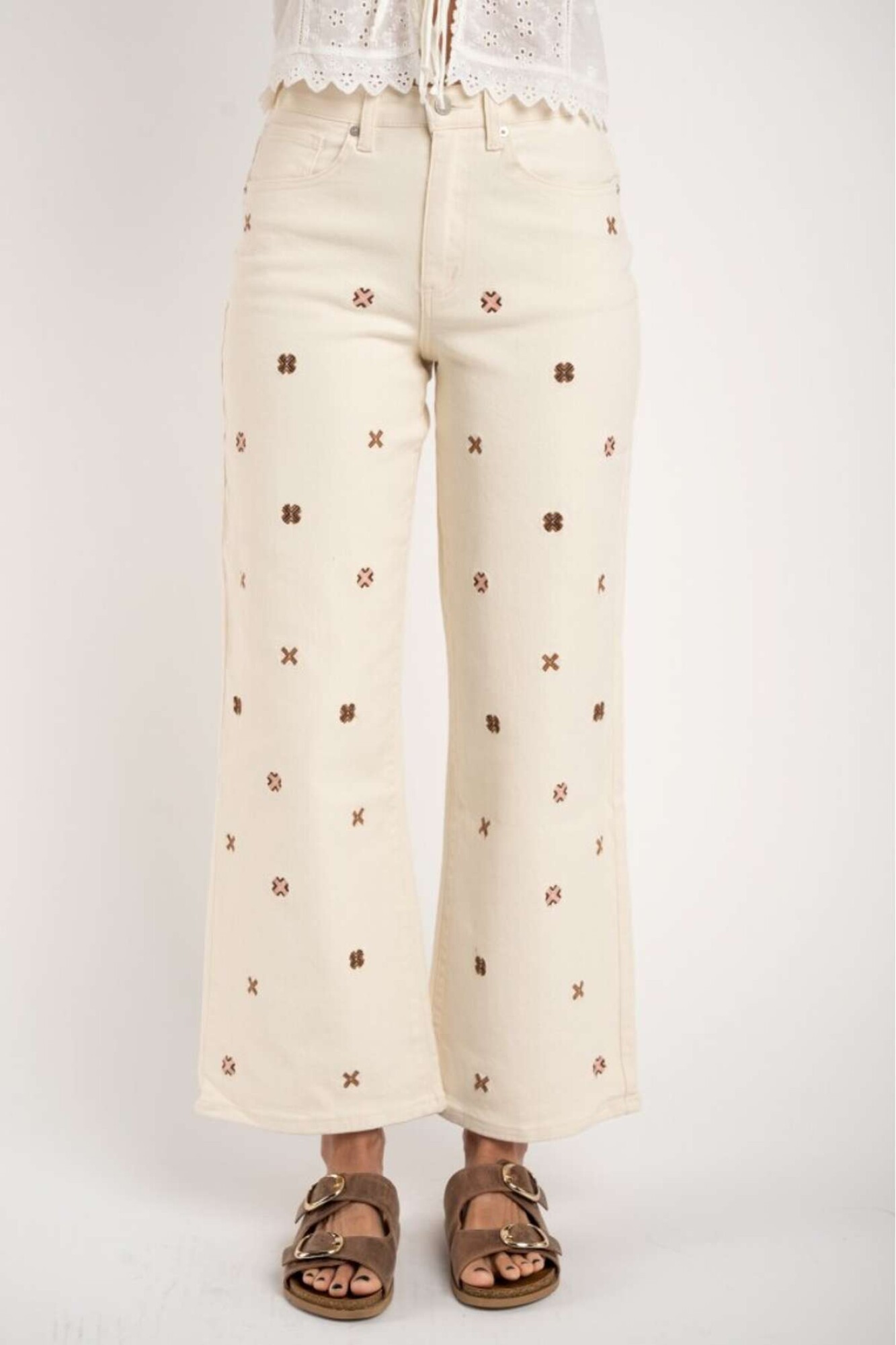 Jean Recto Bordado - Off White — Tienda Soy Santander