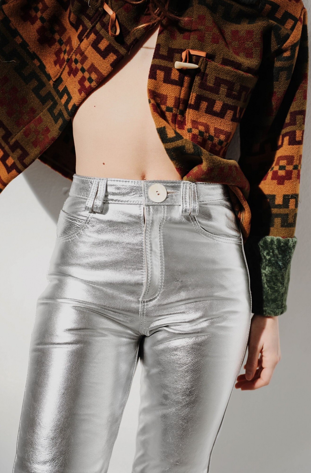 Leather Jeans Crawford Galácticos - Plateado — Agnes Lenoble