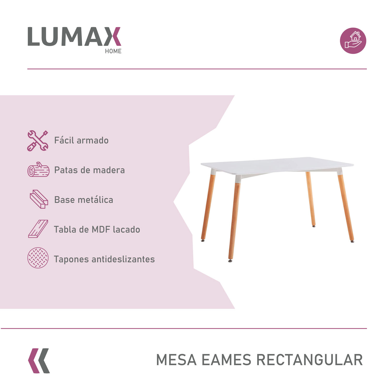 Mesa Eames Rectangular en Madera 120x80cm — Electroventas