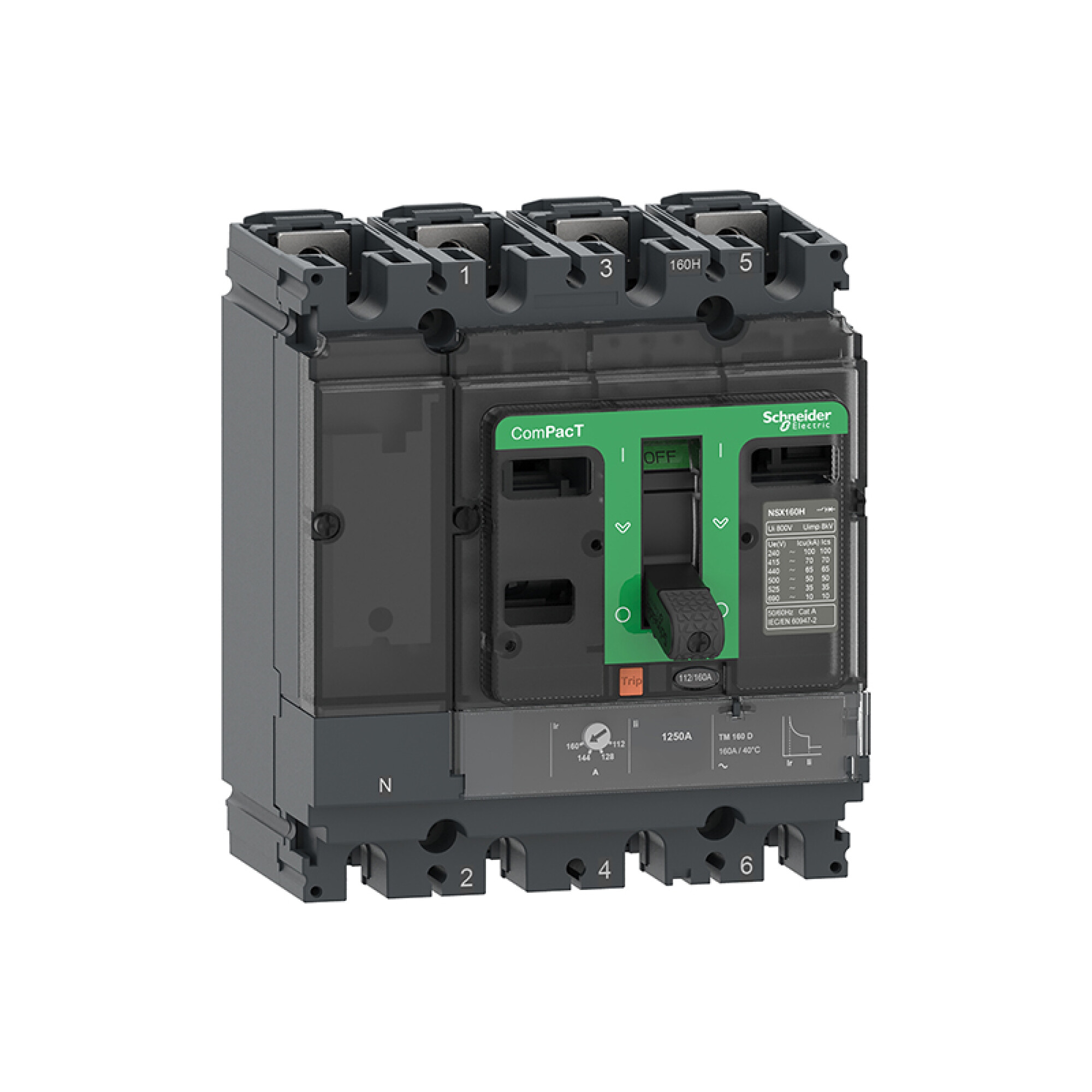 Llave térmica NSX160H 4P 125/250A 70kA TM-D - MG7380 — Fivisa