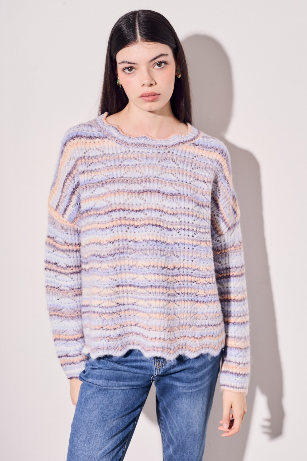 Sweater Texturado Multi - Celeste — Lemon