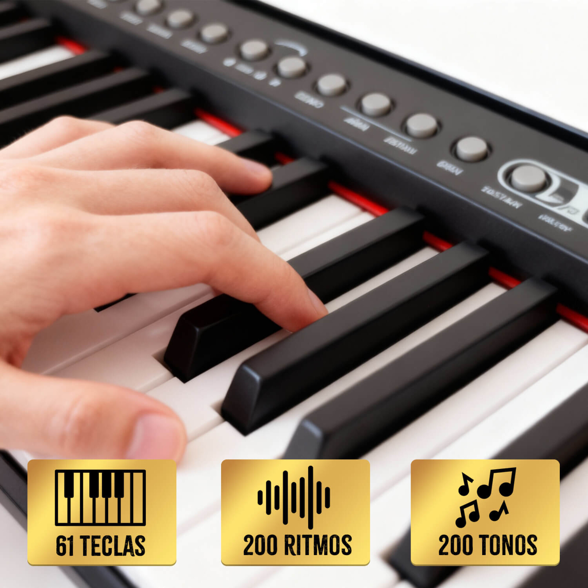 Organo Musical Teclado Piano Instrumento 61 Teclas Micrófono 200 Tonos ...