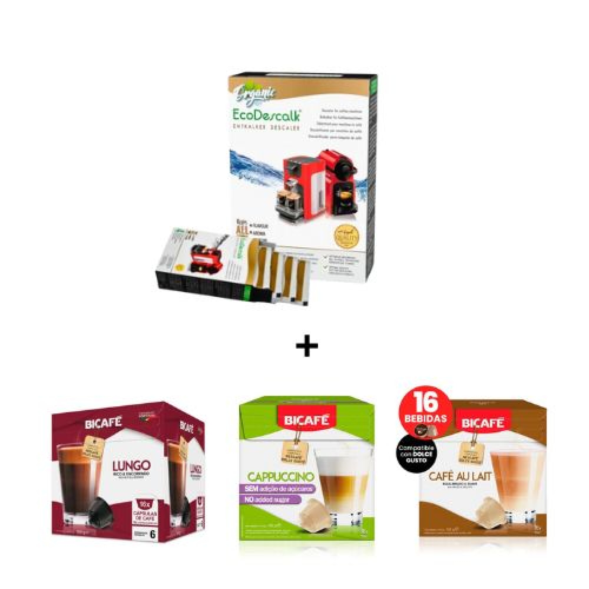 Pack Regalo 3 Cajas Capsulas Bicafe + Descalcificador Cafetera Jarra Obsequio — Universo Binario