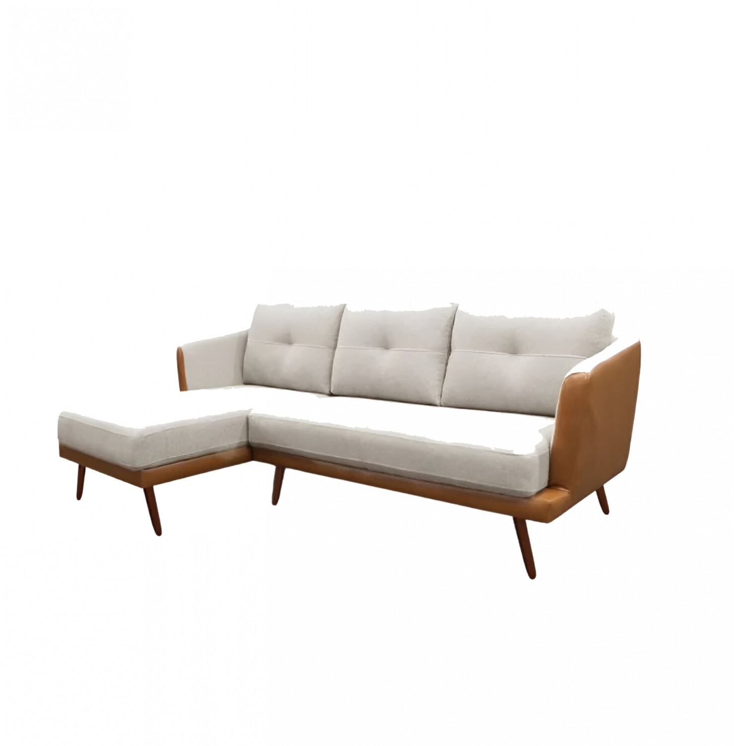 Sofá Con Chaise - Triunfo - 3 Cuerpos Marrón y beige - Chaise Derecho — Rustico Hogar