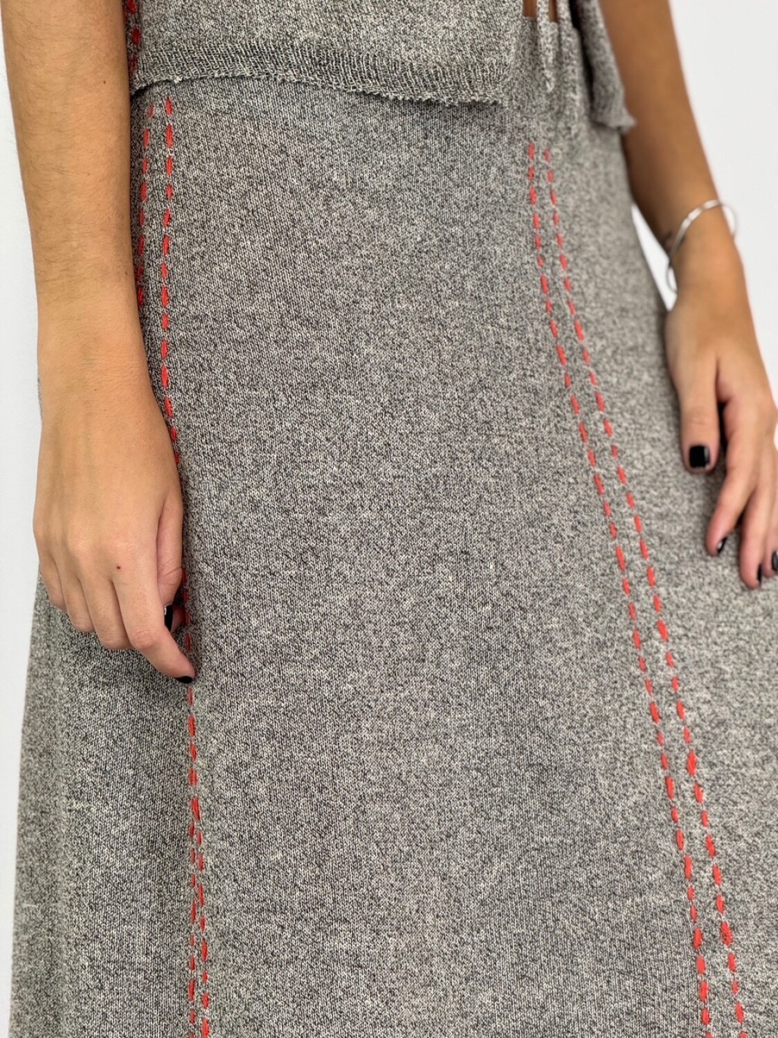 POLLERA TEJIDO EN LINO FILIPA - VISON — Panthai