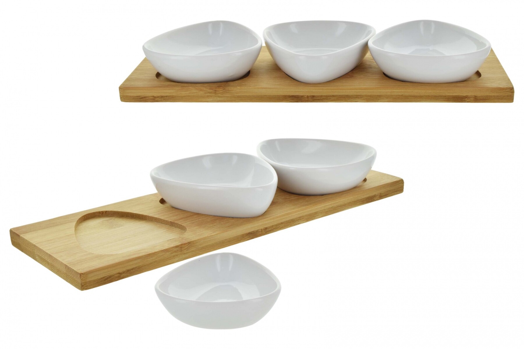 Copetinero de Bamboo + 3 bowl de ceramica — El Clon