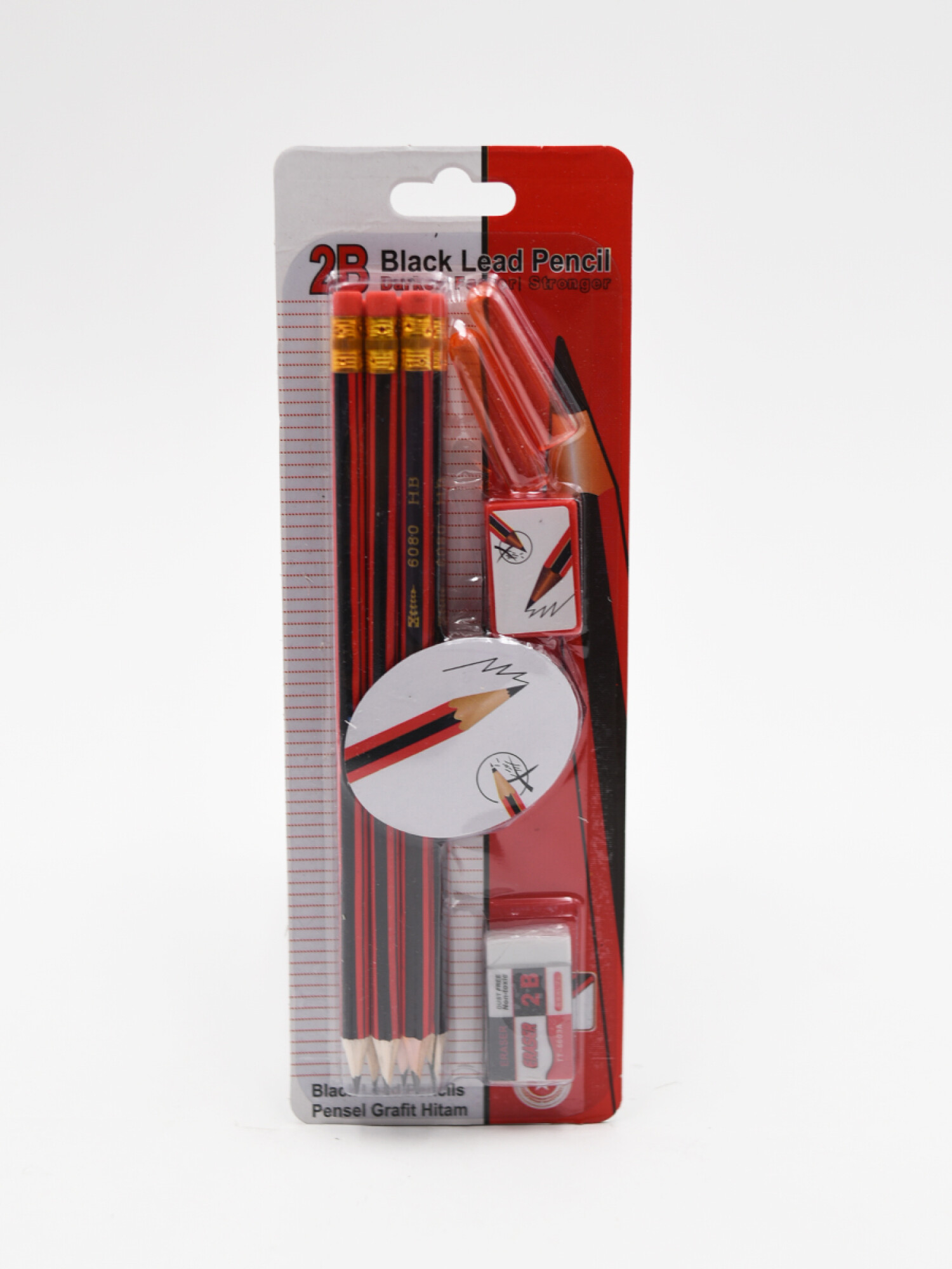 LAPIZ SET 6 PCS C/GOMA Y SACAPUNTAS - ROJO — Guapa - Paprika